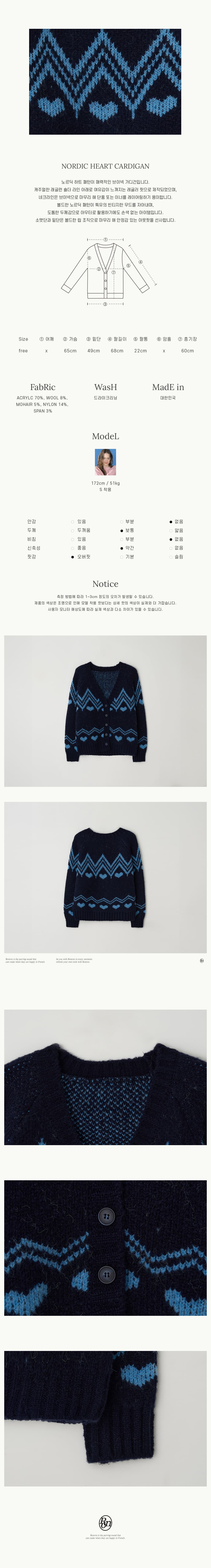 NORDIC HEART CARDIGAN NAVY - 감도 깊은 취향 셀렉트샵 29CM